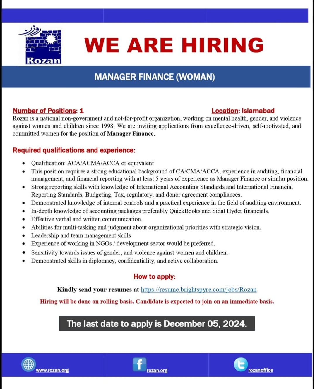 BrightSpyre | Manager Finance (WOMAN)